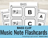 Bass Clef Music Note Flash Cards Printable at Home Flashcards - Etsy