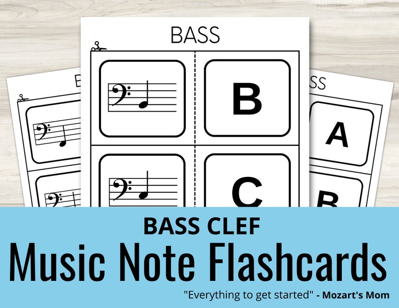 Bass Clef Music Note Flash Cards Printable at Home Flashcards for ...