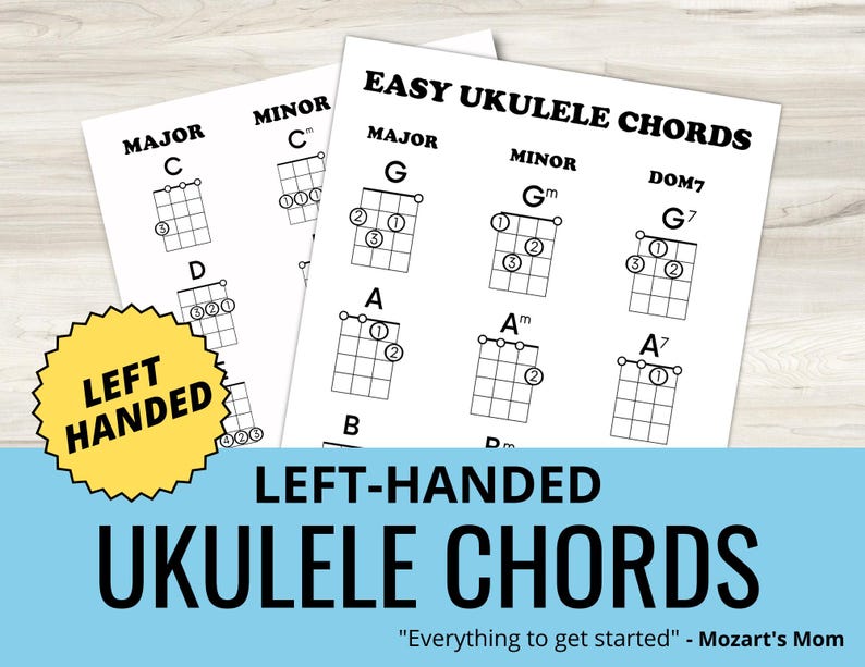 Left Handed Ukulele Chord Chart for Beginners (printable PDF) - Etsy