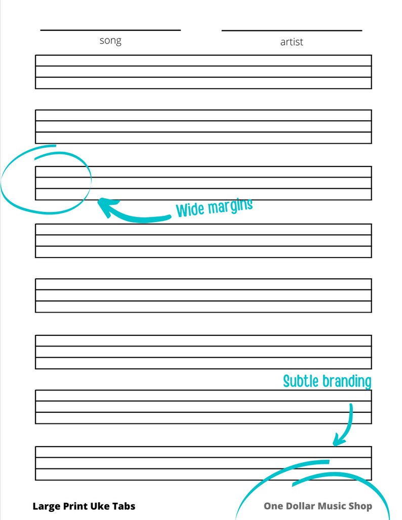 Blank Ukulele Tablature for Beginners, Write and Transcribe Your Own ...