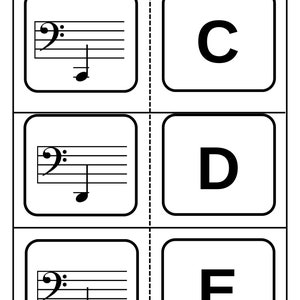 Bass Clef Music Note Flash Cards Printable at Home Flashcards for ...