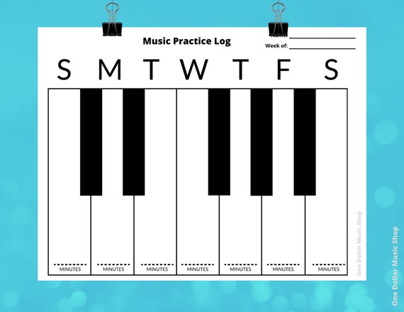 Piano Practice Chart Practice Log instant Download Music - Etsy