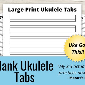 Blank Ukulele Tablature for Beginners, Write and Transcribe Your Own ...