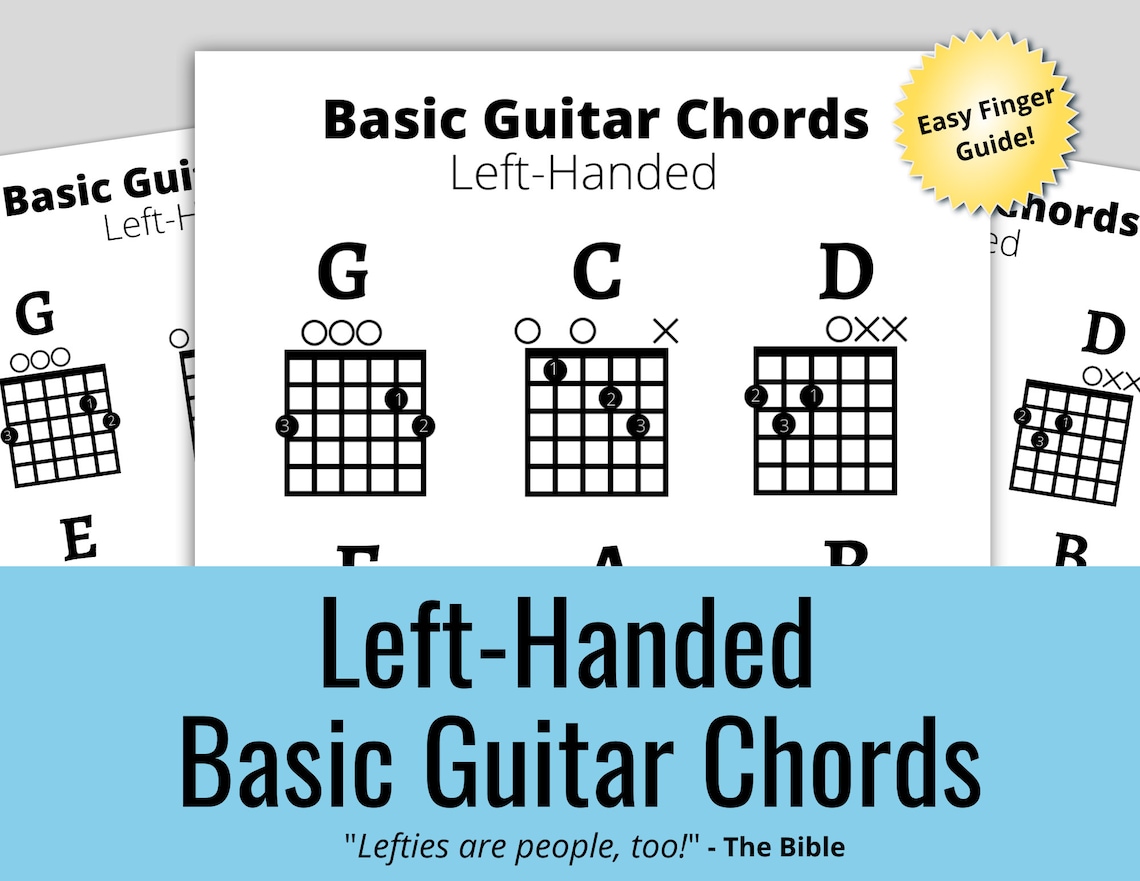 Left Handed Guitar Chords Sheet Beginner Guitar Chords for - Etsy