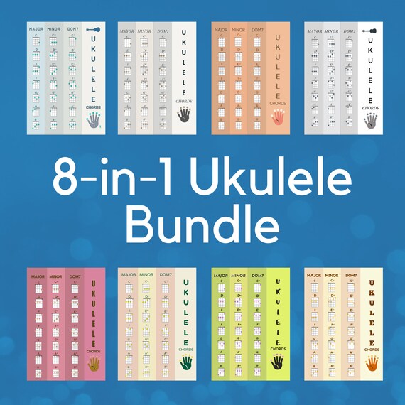 8-in-1 Ukulele Chord Sheet Bundle Beginner Chord Chart - Etsy