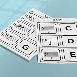 Bass Clef Music Note Flash Cards Printable at Home Flashcards for ...