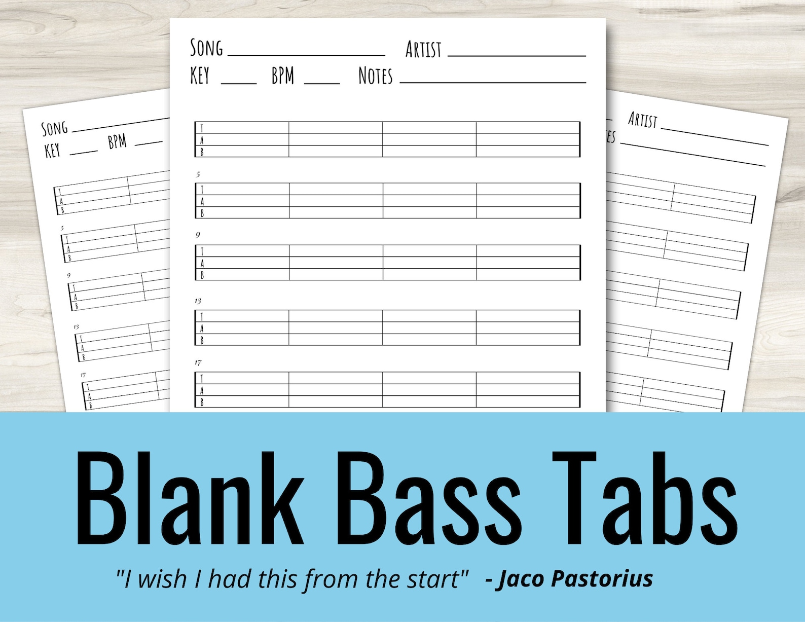 Blank Bass Guitar Tab Sheet: Printable Tablature (instant Download) - Etsy