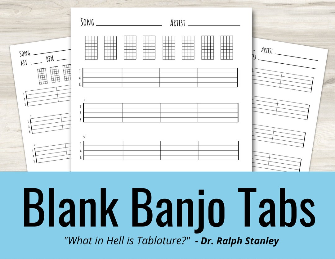 Banjo Blank Tabs and Chords Instant Printable Download (instant ...