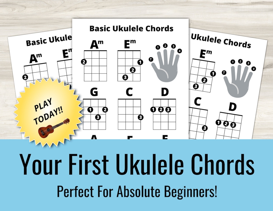 Easy Beginner Ukulele Chords Sheet Great for Beginners Bonus Chord ...