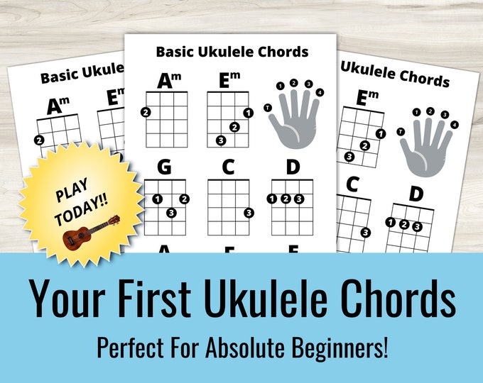 Kids Easy Ukulele Chords Sheet, Great for Ukelele Beginners (instant ...