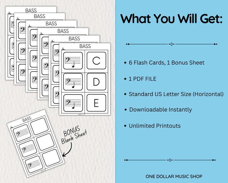 Printable Music Note Flash Cards Bass Clef Printable Flashcards ...