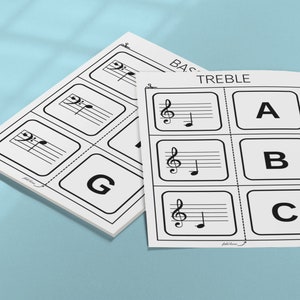 Music Note Flashcards: Treble & Bass Clef - Beginner Musician (PDF) - Etsy