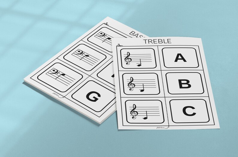 Music Note Flashcards Bundle Learn All the Notes Treble Clef Bass Clef ...
