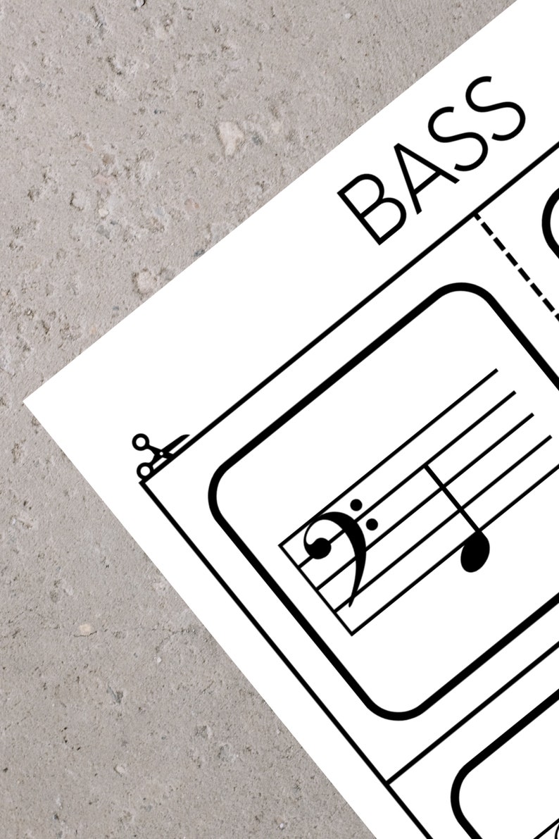 Bass Clef Music Note Flash Cards Printable at Home Flashcards for ...