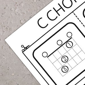 Guitar Chord Flash Cards Printable at Home Music Quiz Test Index Card ...