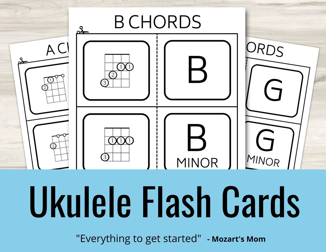 Ukulele Chord Flash Cards Printable at Home Ukelele Quiz Test Uke ...