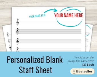 Big Blank Music Notation Sheet, Printable Staff Paper instant Download ...