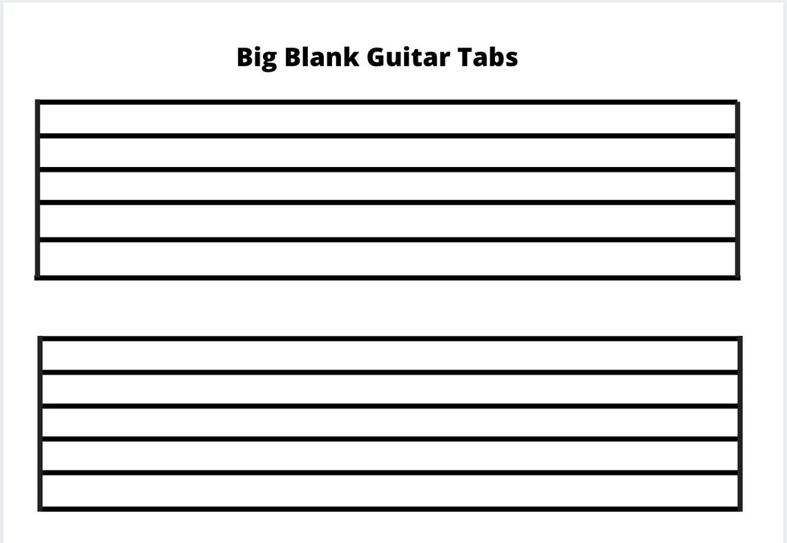Big Blank Guitar Tab Sheet Instant Download Large Print - Etsy España