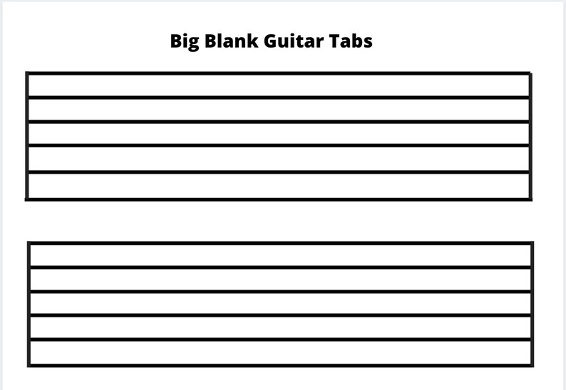 Big Blank Guitar Tab Sheet (instant Download - Large Print), Guitar ...