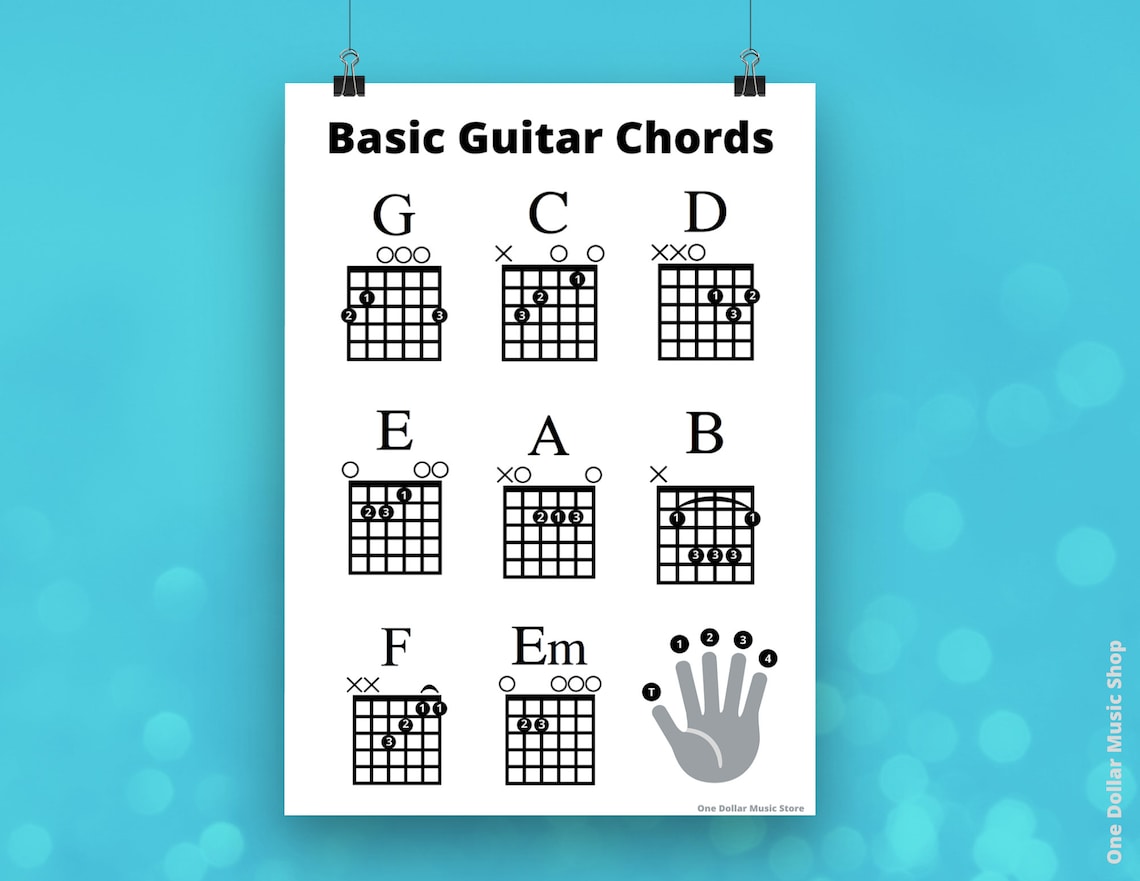 Beginner Guitar Basic Chords Sheet instant Download Learn - Etsy