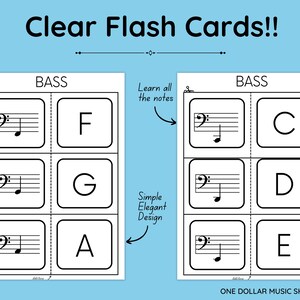 Printable Music Note Flash Cards Bass Clef Printable Flashcards ...