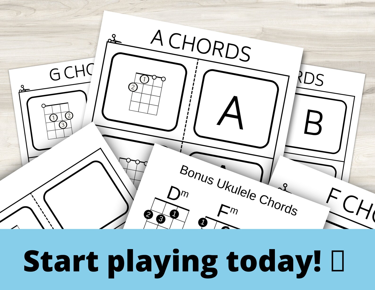 Ukulele Chord Flash Cards Printable at Home Ukelele Quiz Test Uke ...