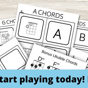 Ukulele Chord Flash Cards Printable at Home Ukelele Quiz Test Uke ...