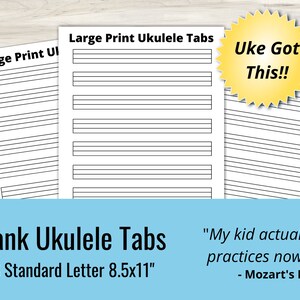 Blank Ukulele Tablature for Beginners, Write and Transcribe Your Own ...