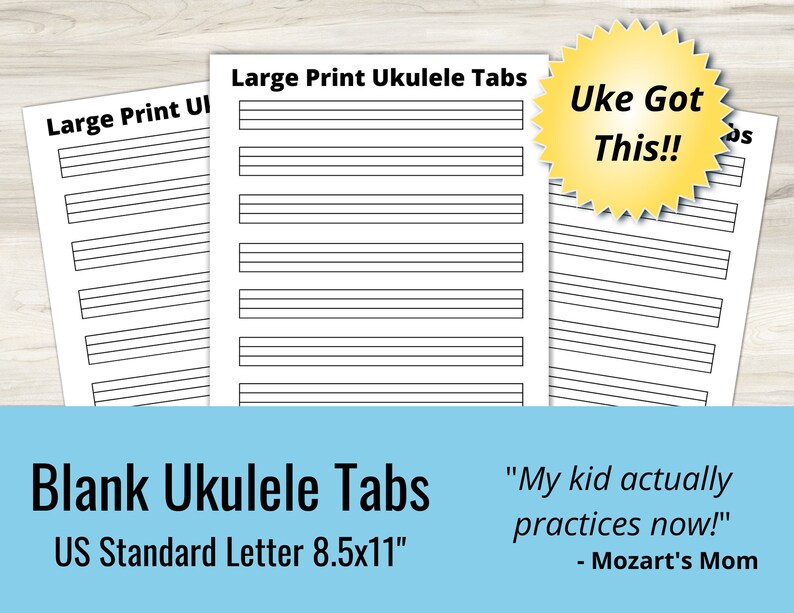 Blank Ukulele Tablature for Beginners, Write and Transcribe Your Own ...