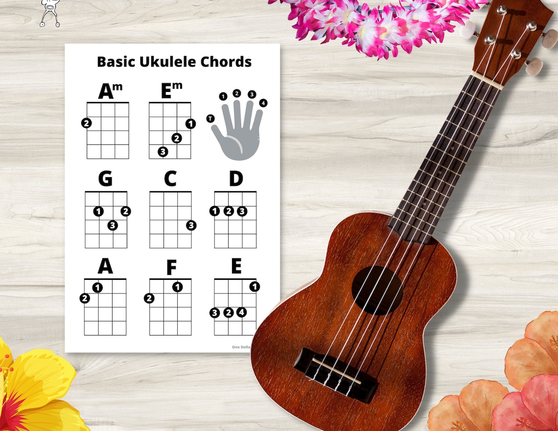 Easy Beginner Ukulele Chords Sheet Great for Beginners Bonus Chord ...