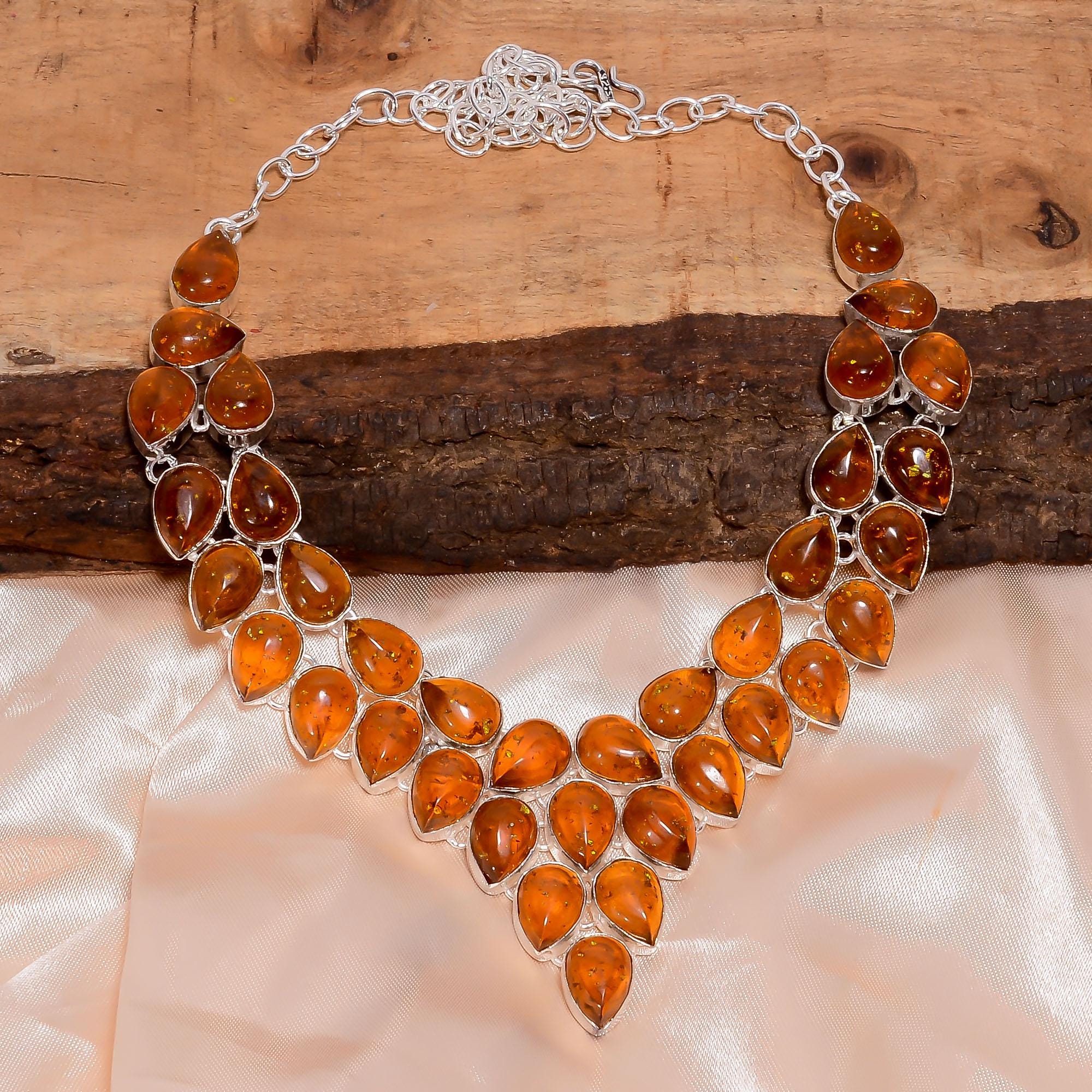 Baltic Amber Necklace in Silver Plating, Amber Gemstone Jewelry ...