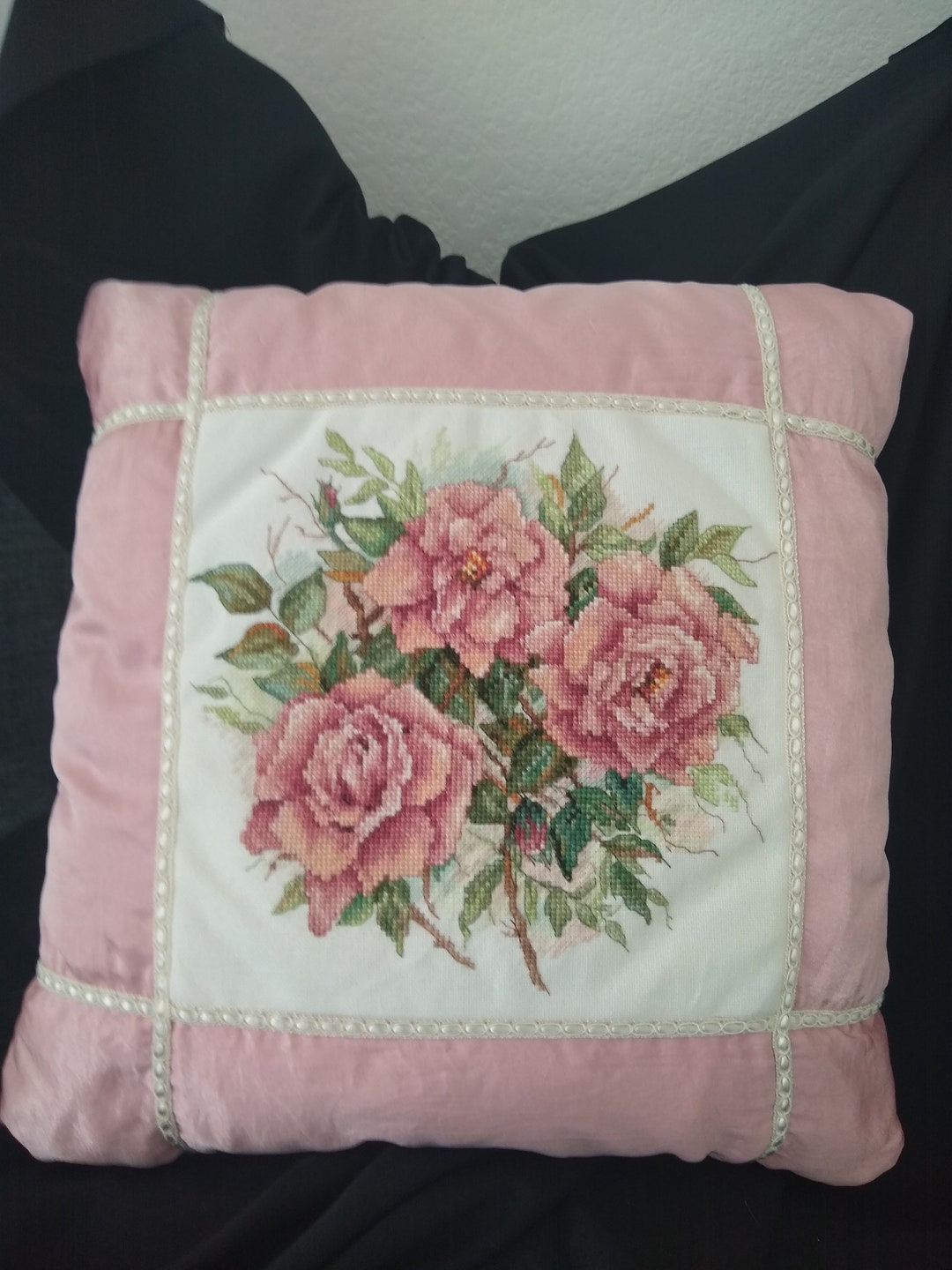 Pink Roses Pillow - One of a Kind - Etsy