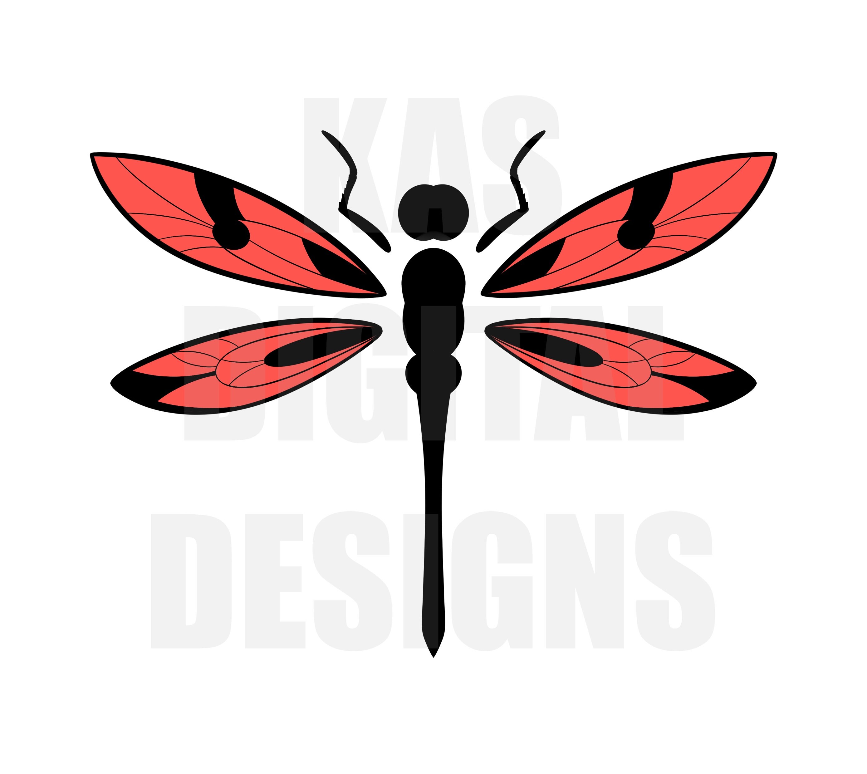 Red Dragonfly Digital Drawing SVG PNG JPG Dxf Cut File - Etsy