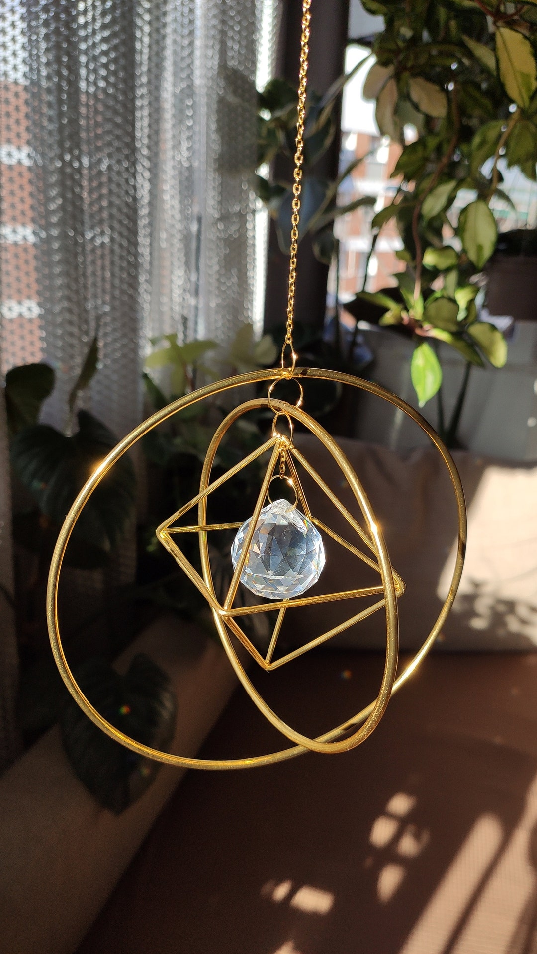 Crystal Suncatcher, Mirror Accessories, Window Hanging Prism, Garden ...