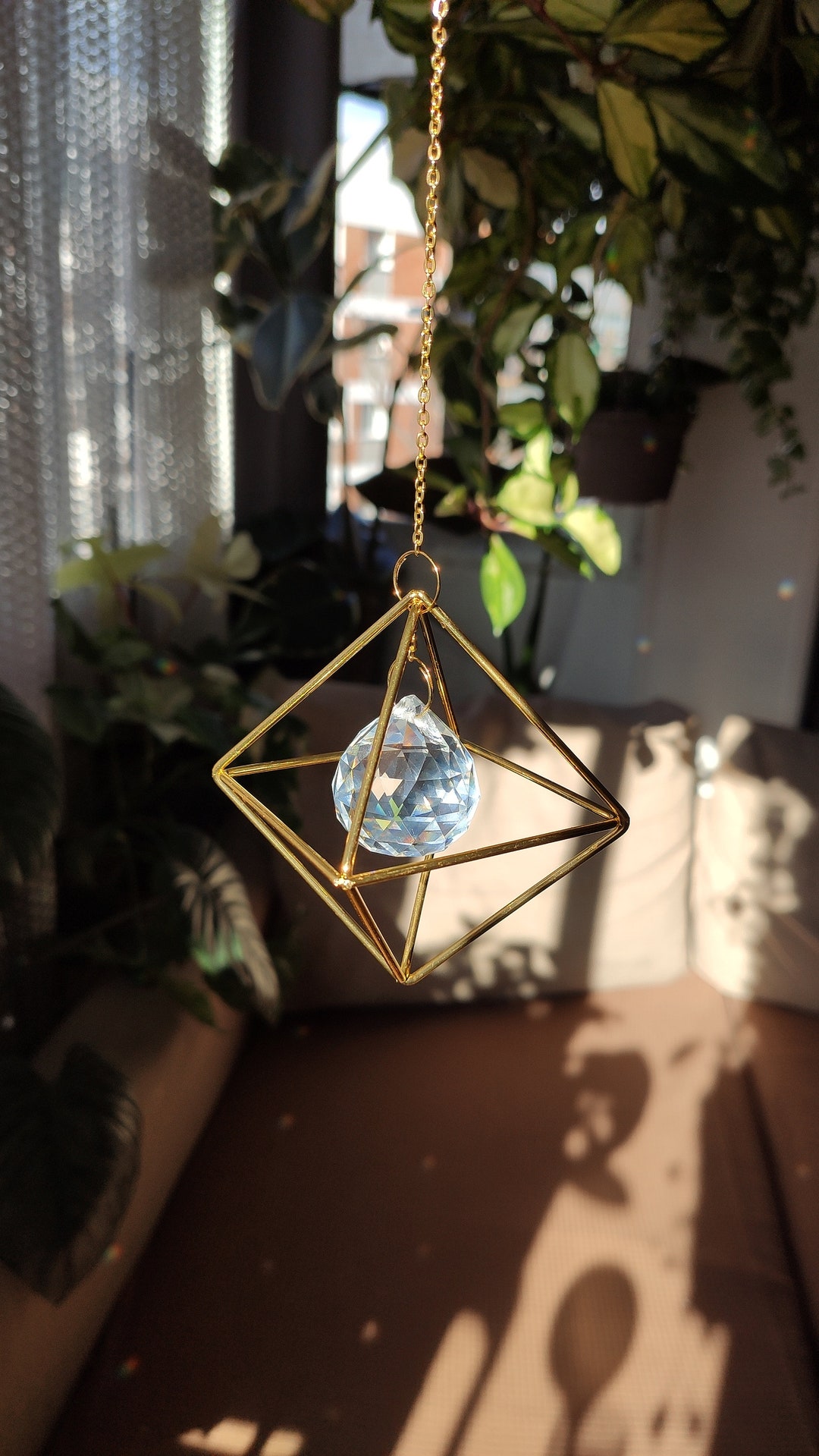 Crystal Suncatcher, Mirror Accessories, Window Hanging Prism, Garden ...