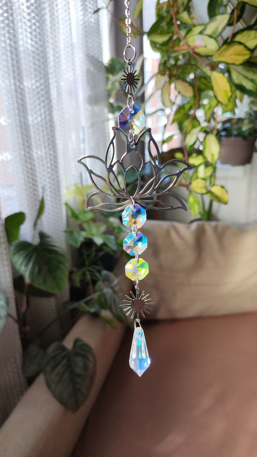 Crystal Suncatcher Lotus Design, Mirror Accessories, Window Hanging ...