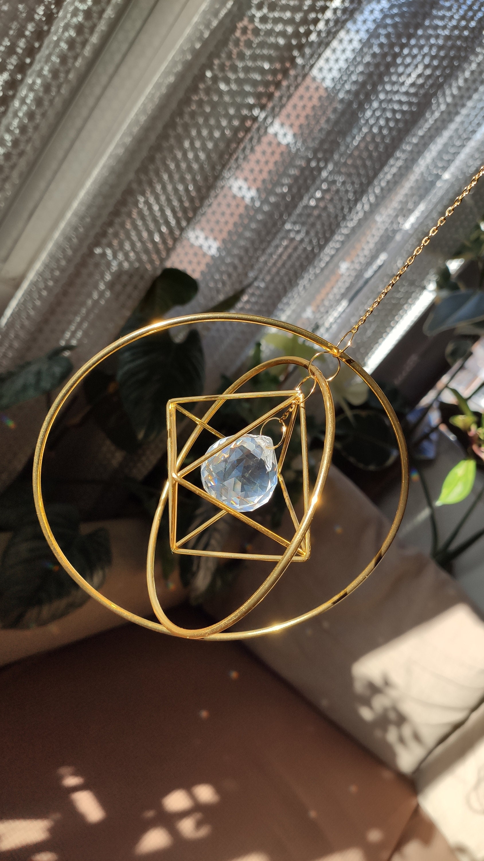 Crystal Suncatcher, Mirror Accessories, Window Hanging Prism, Garden ...