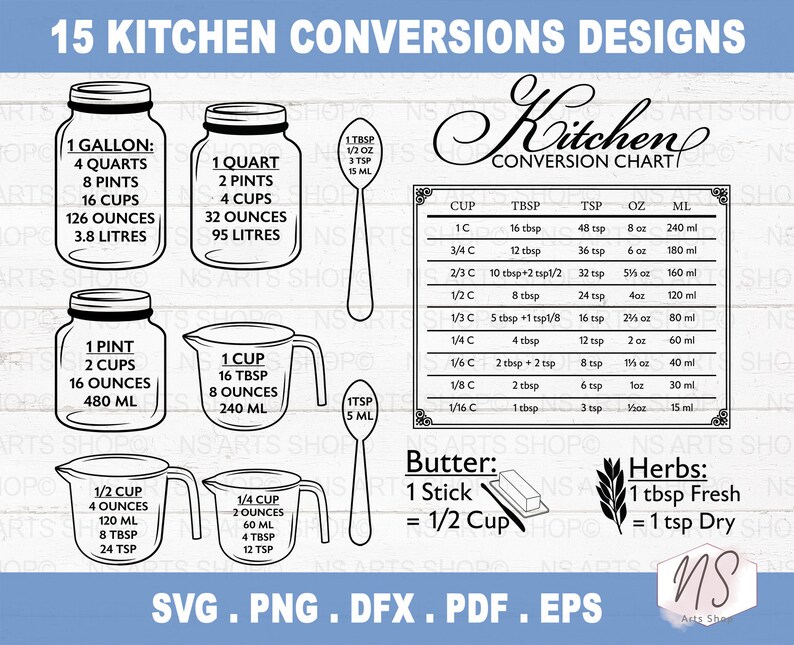 Kitchen Conversions Chart Svg Bundle Kitchen Bundle Svg - Etsy Canada