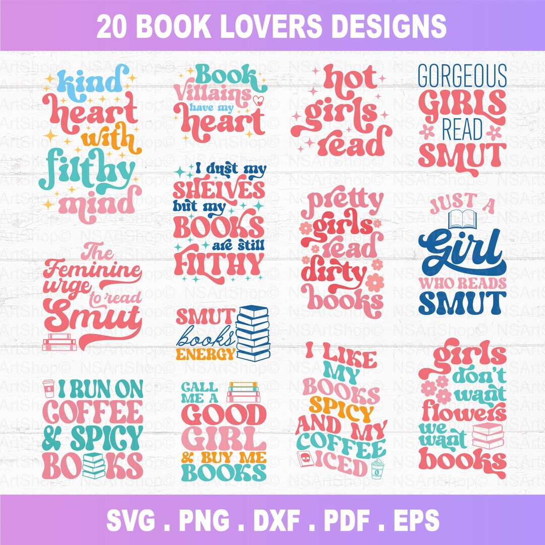 Book SVG Bundle, Spicy Book Svg, Book Png, Funny Book Svg, Retro Book ...