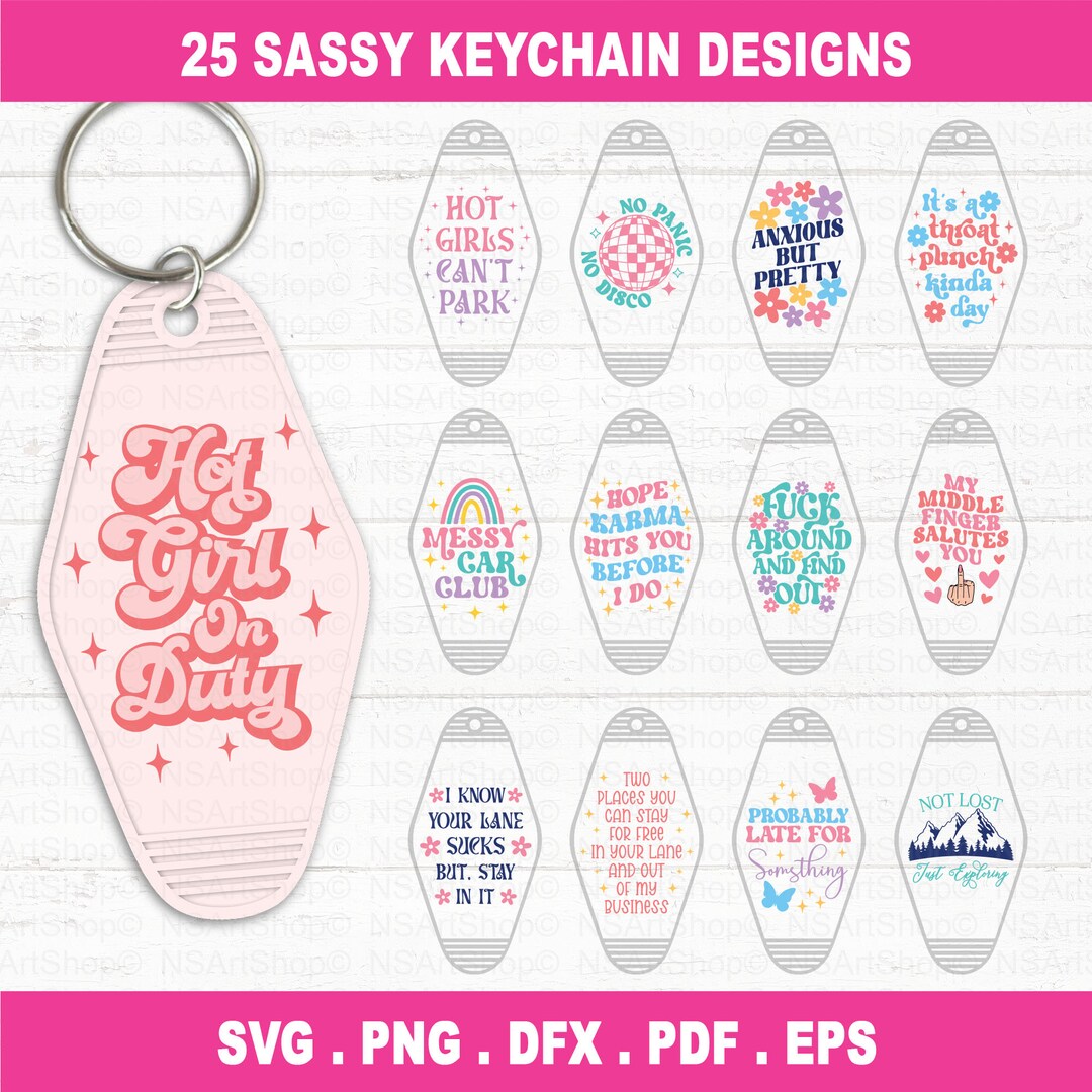 Sassy Motel Keychain SVG Bundle, Funny Motel Keychain Svg, Retro Hotel ...
