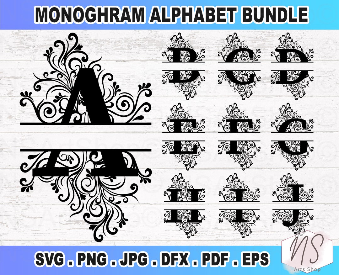 Split Monogram Svg Split Monogram Frame Family Monogram - Etsy