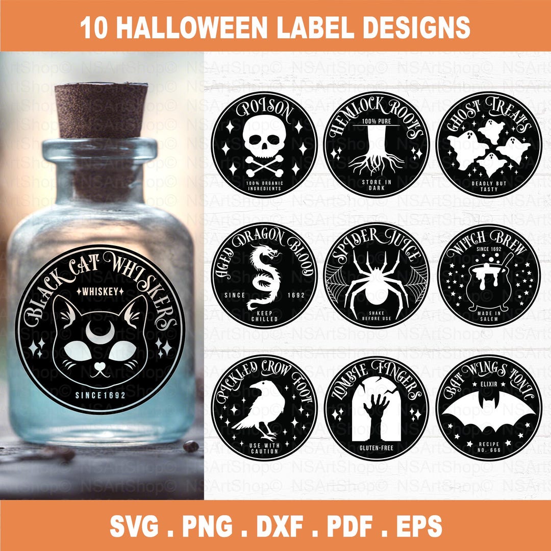 Halloween Potion Label SVG Bundle: Halloween Witch Apothecary Designs ...