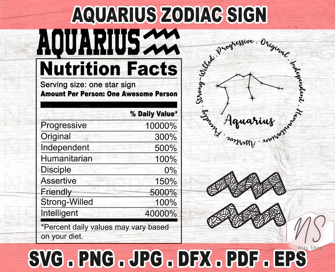 Aquarius Zodiac Sign SVG Bundle Astrology Signs Svg Zodiac | Etsy