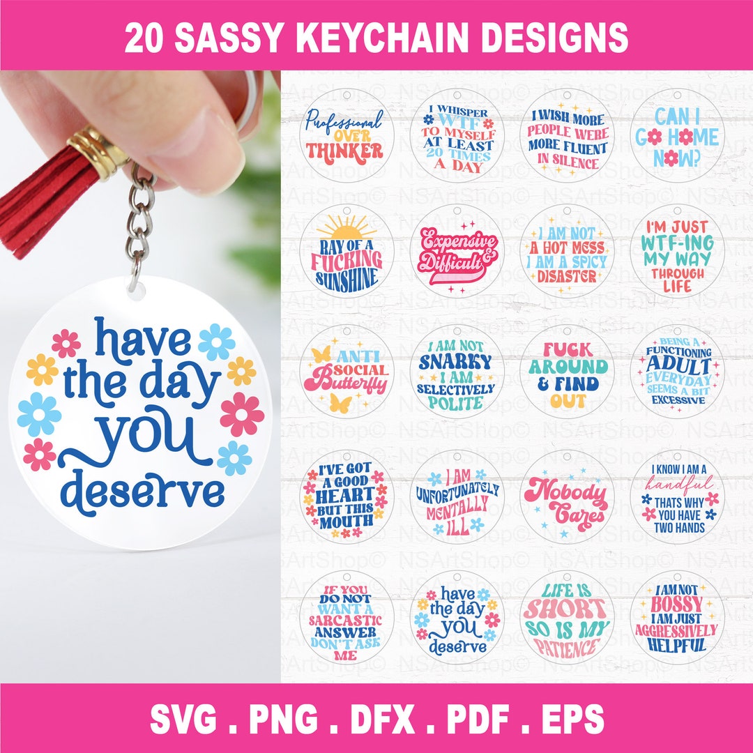 Sassy Keychain SVG Bundle, Funny Keychain Svg, Retro Hotel Keychain Svg ...