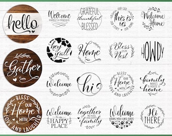 Round Sign Svg Bundle, Circle Sign Svg, Porch Sign Svg, Welcome Sign ...