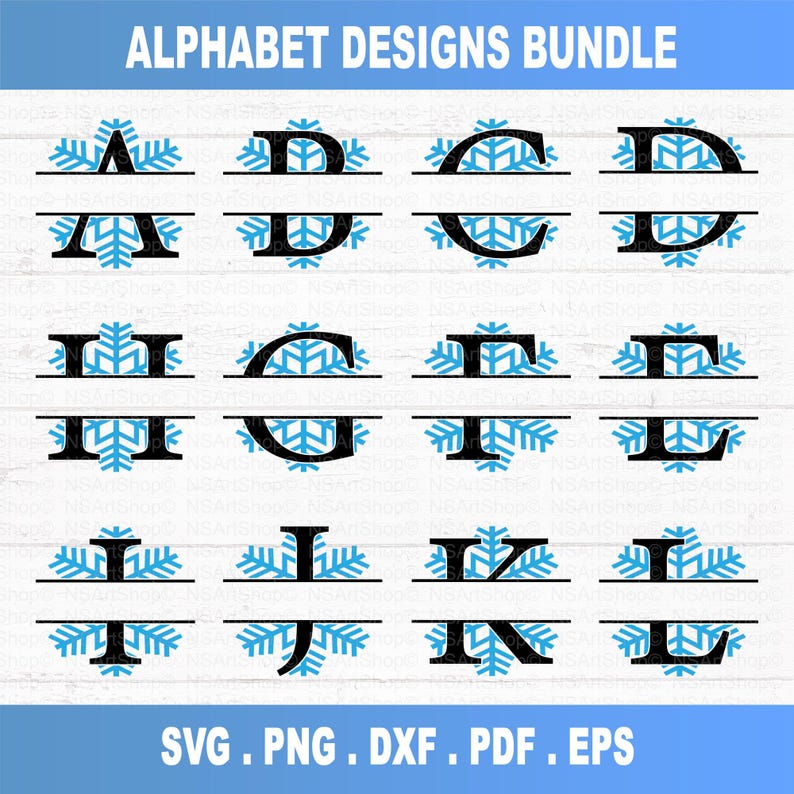 Christmas Ornament SVG Bundle: Letters Split Monogram Alphabet, Round ...