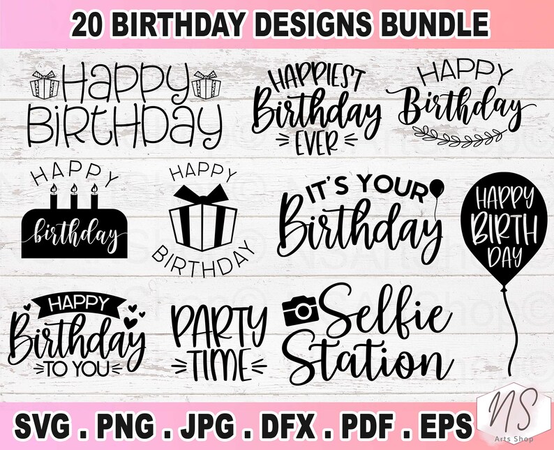 Happy Birthday Svg Bundle Birthday Svg Birthday Party Svg | Etsy