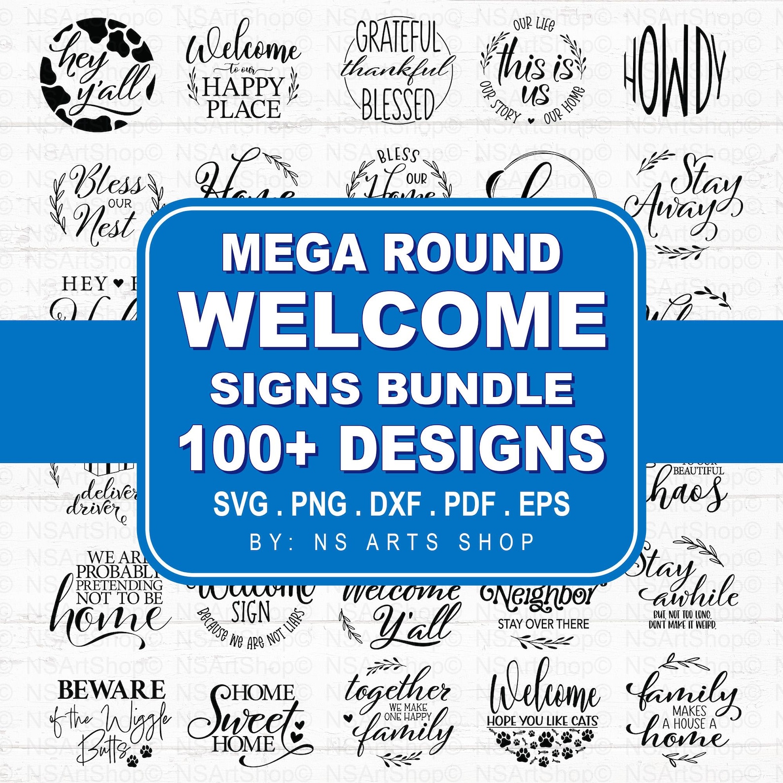 Round Welcome Sign SVG Bundle, Mega Door Hanger Design in Farmhouse ...