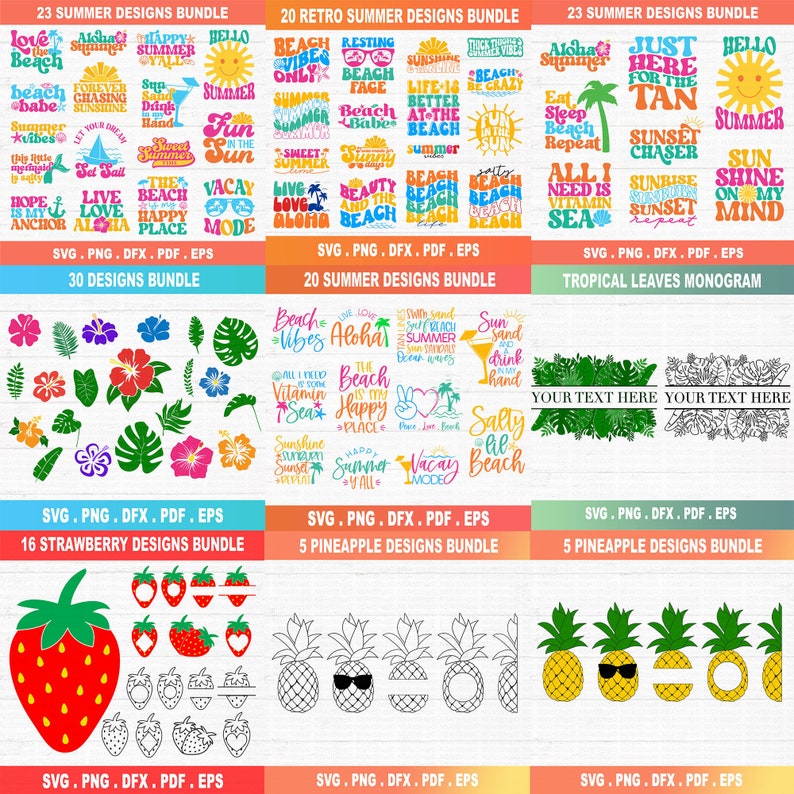 Summer SVG Bundle: Beach Vacation Designs - Cricut, Cut Files ...