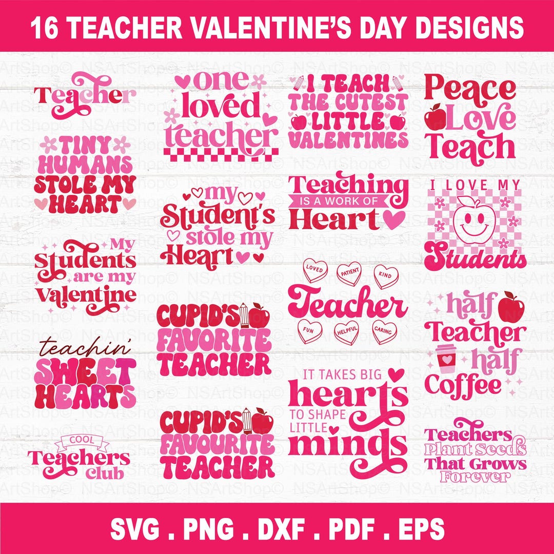 Teacher Valentine SVG Bundle: Apple Sweethearts Designs (digital ...